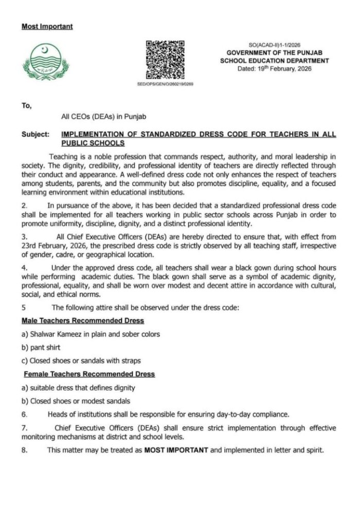 Punjab announces new dress code for govt school teachers